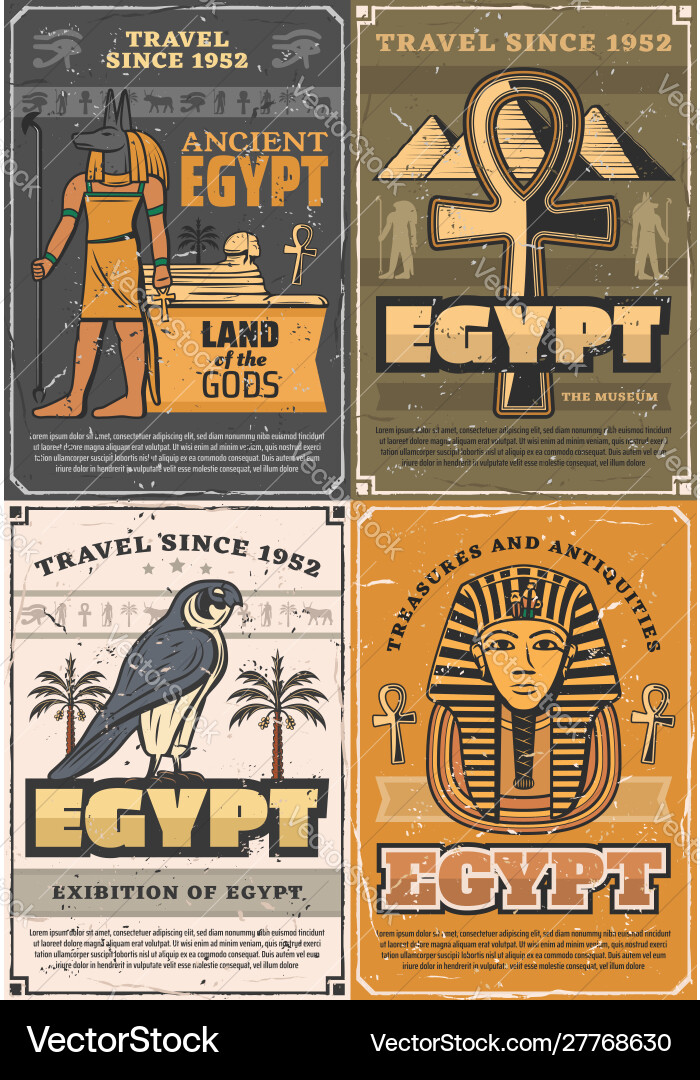 Gods ancient egypt coptic cross falcon bird Vector Image