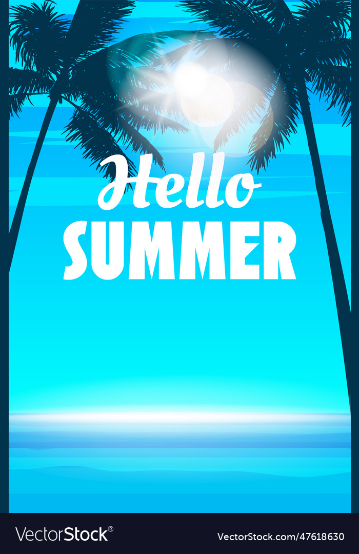 Hello summer beach palms party poster flyer Vector Image