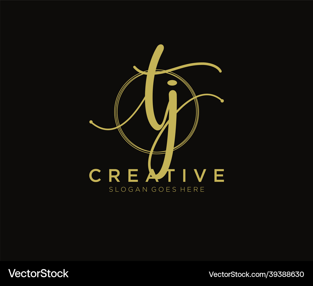 Initial tj feminine logo beauty monogram Vector Image