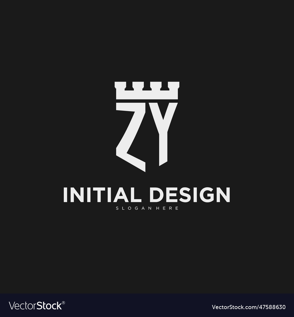 Initials zy logo monogram with shield Royalty Free Vector