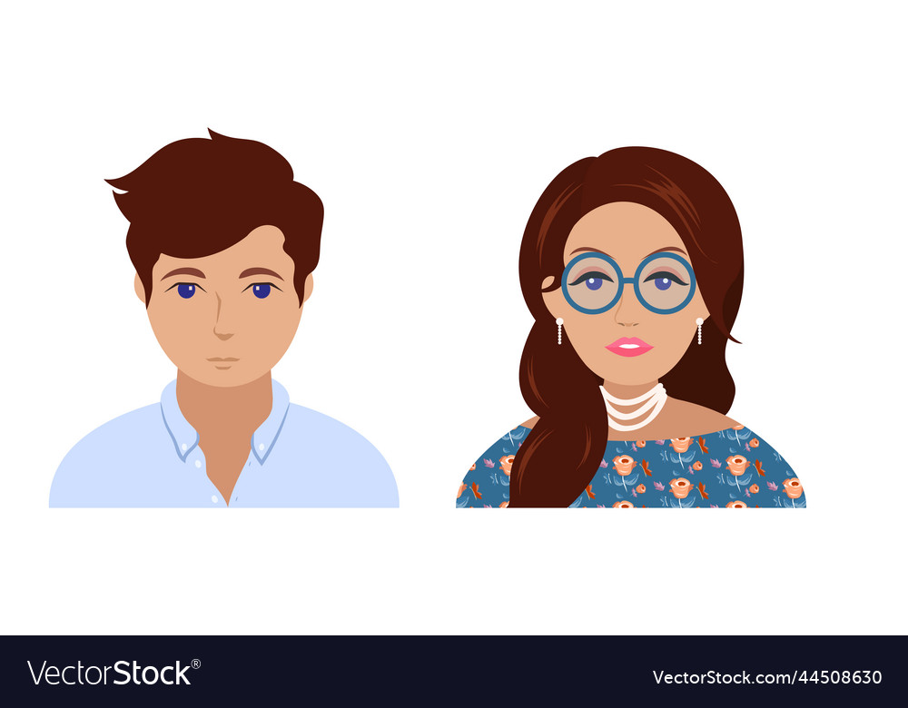 Man And Woman Portrait Silhouette Isolated Vector Image