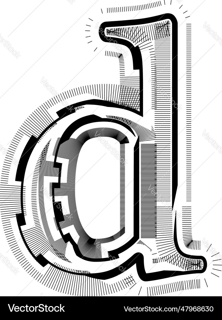 Modern abstract striped design with lines letter d