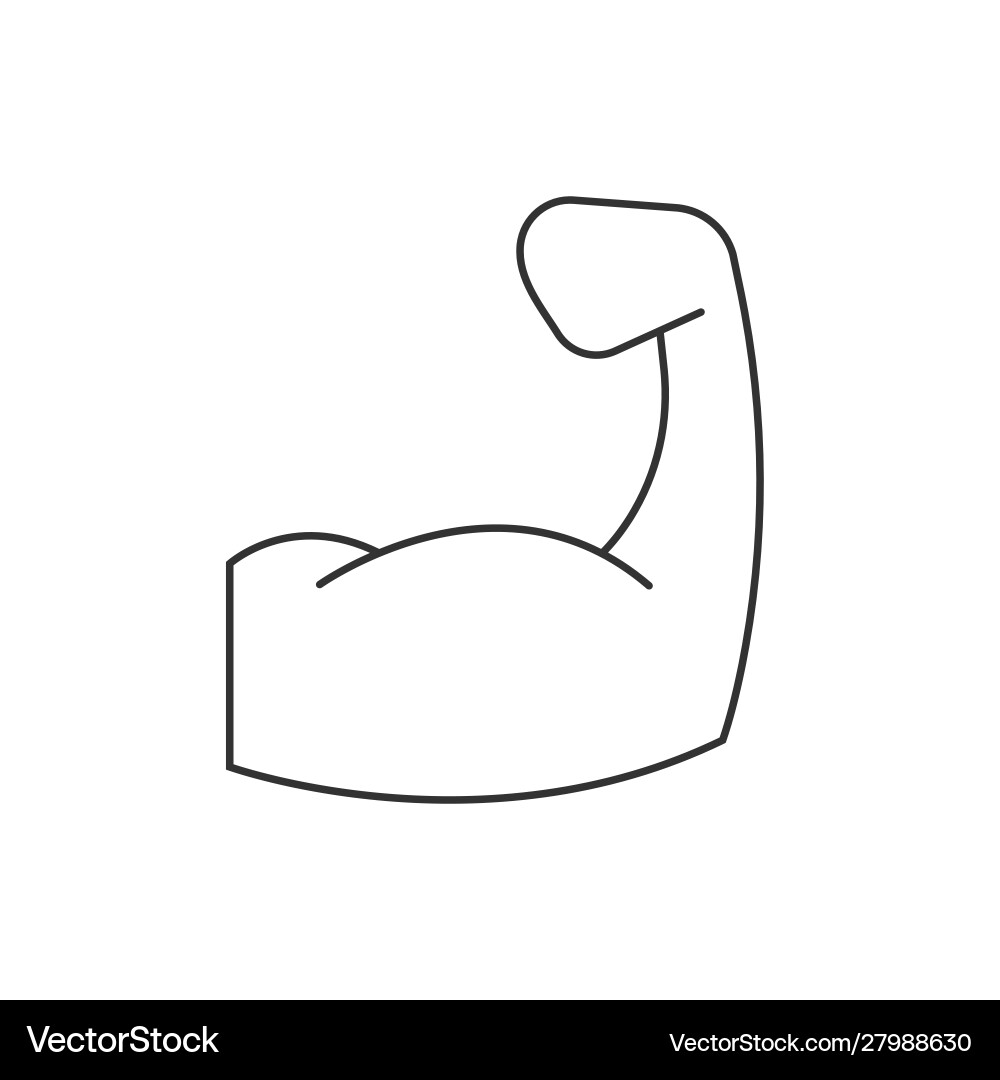 Muscular arm line icon on white background Vector Image