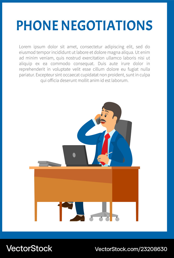 Phone negotiations poster boss leader Royalty Free Vector