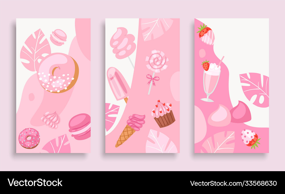 Pink sweet dessert cartoon Royalty Free Vector Image