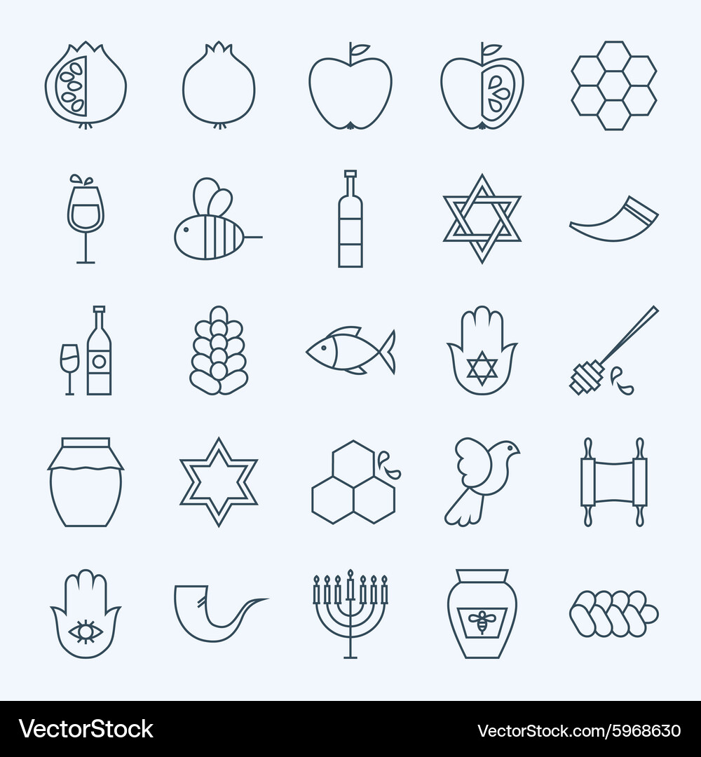 Rosh Hashanah Holiday Icons Royalty Free Vector Image