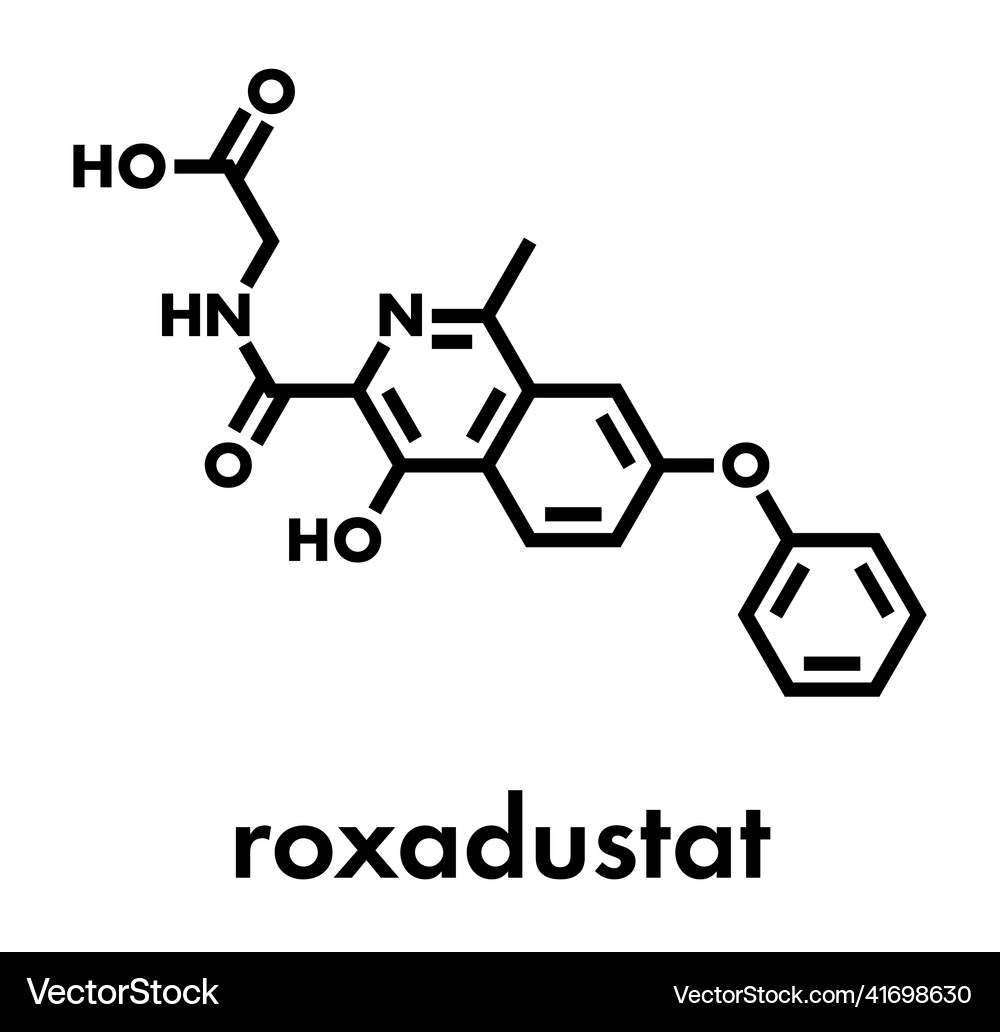 Roxadustat drug molecule inhibitor Royalty Free Vector Image