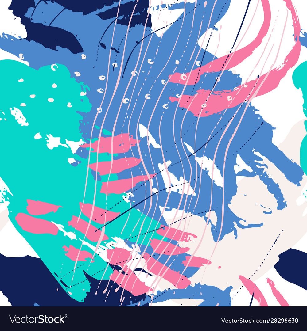 Seamless pattern colorful paint brush strokes Vector Image