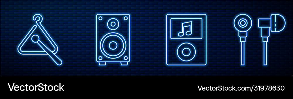 Set line music player triangle musical instrument Vector Image