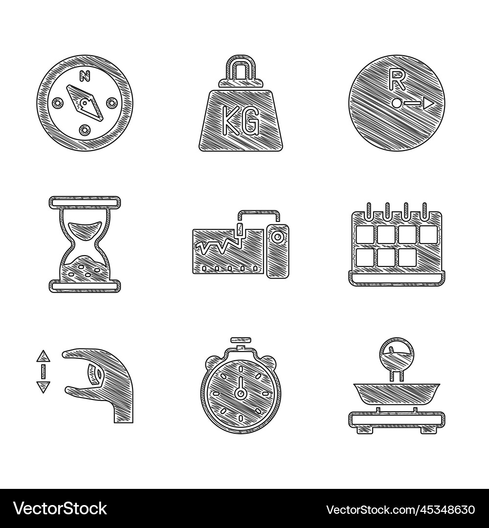 Set measuring instrument stopwatch scales Vector Image