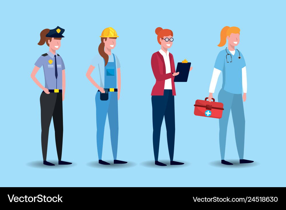 Set worker people to labour day celebration Vector Image