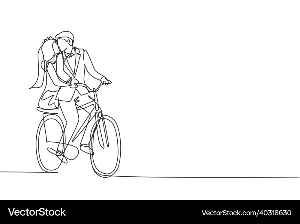 Single one line drawing loving married couple Vector Image