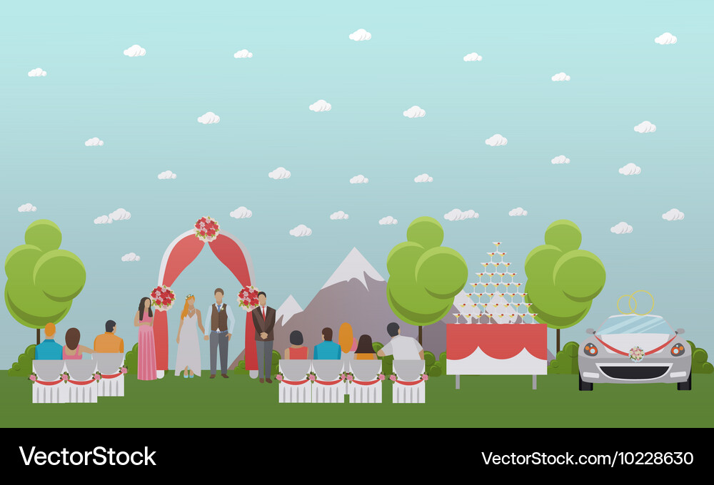 Wedding ceremony design banners outdoor Royalty Free Vector