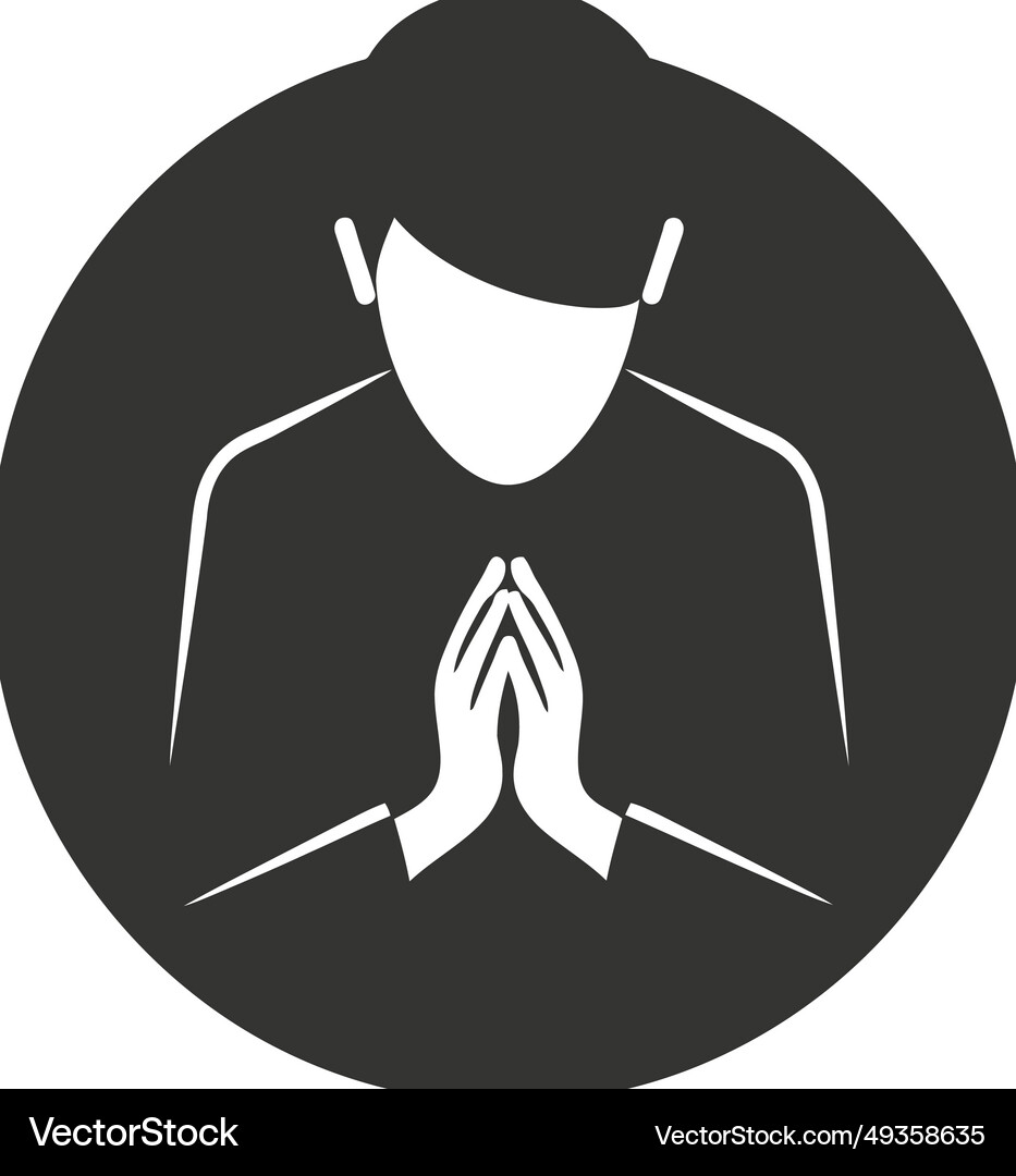 A person praying at night icon Royalty Free Vector Image