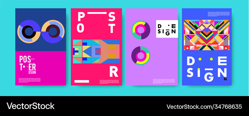 Abstract colorful collage poster design template Vector Image