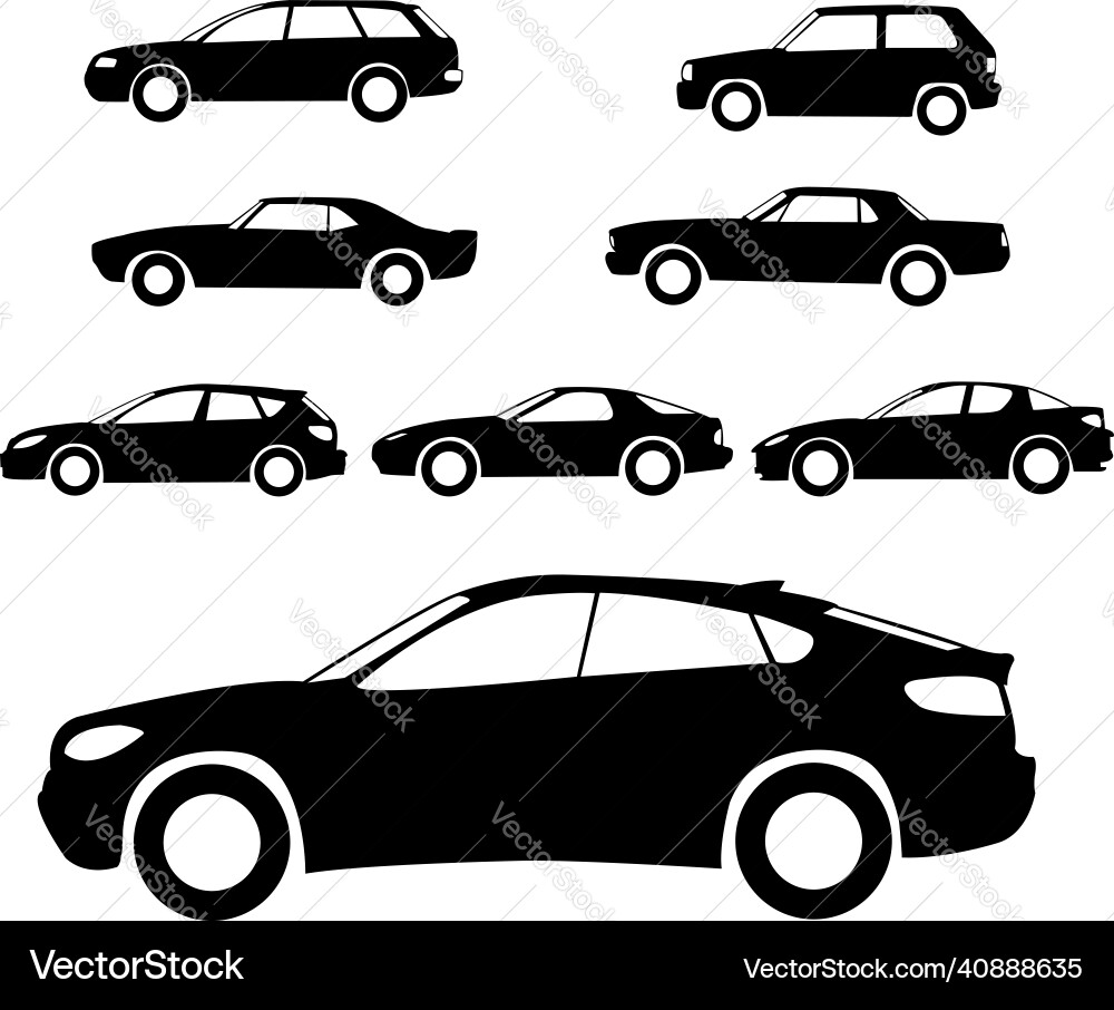 Cars silhouettes collection Royalty Free Vector Image