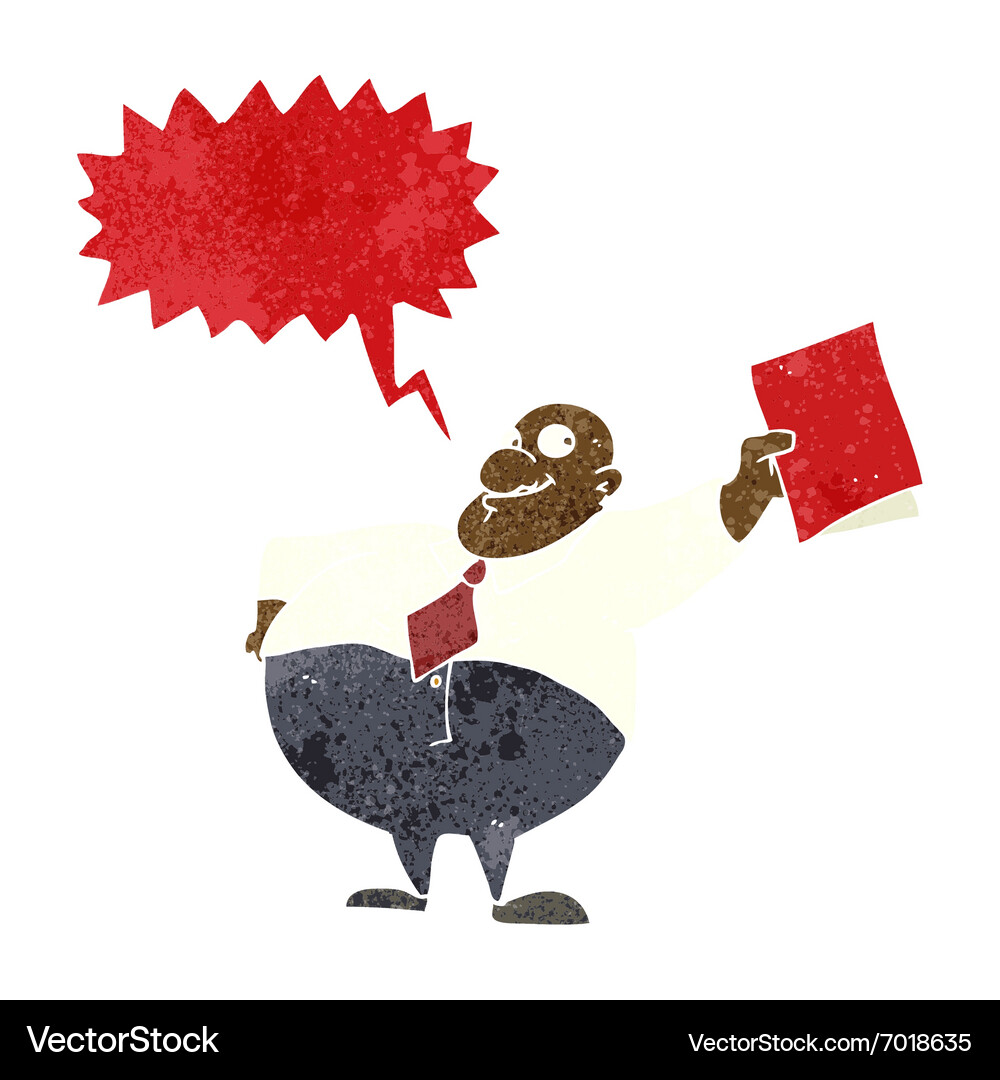 Cartoon happy boss with file speech bubble Vector Image