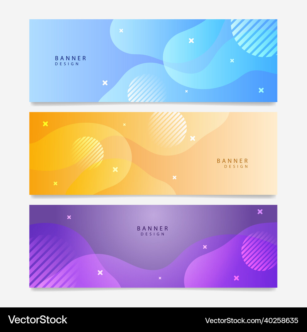 Colorful web banner with wave and geometric Vector Image