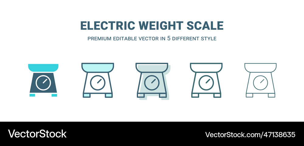 Electric weight scale icon in 5 different style Vector Image