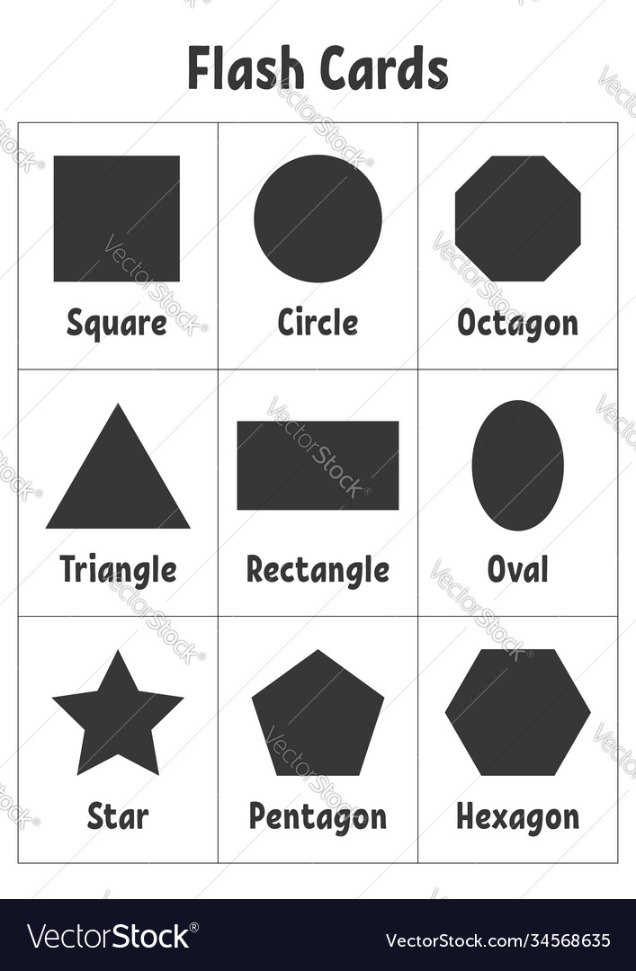 Flash cards learning shapes education developing Vector Image