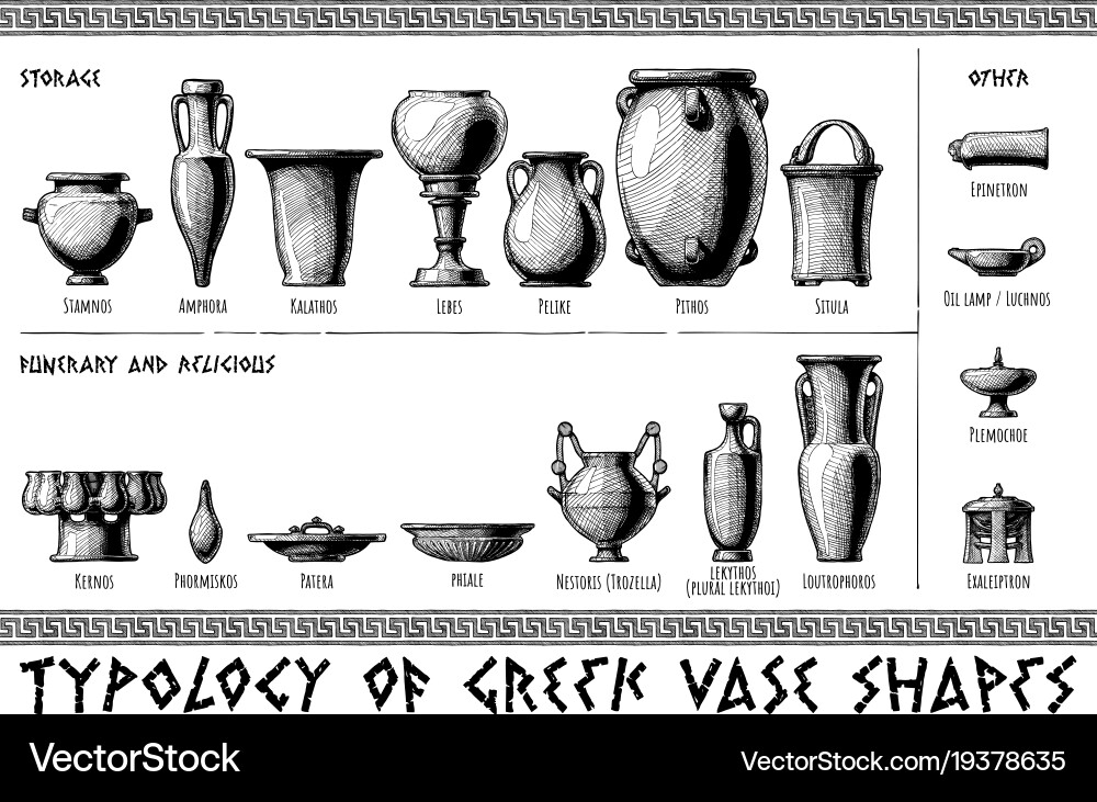 Greek vessel shapes Royalty Free Vector Image - VectorStock