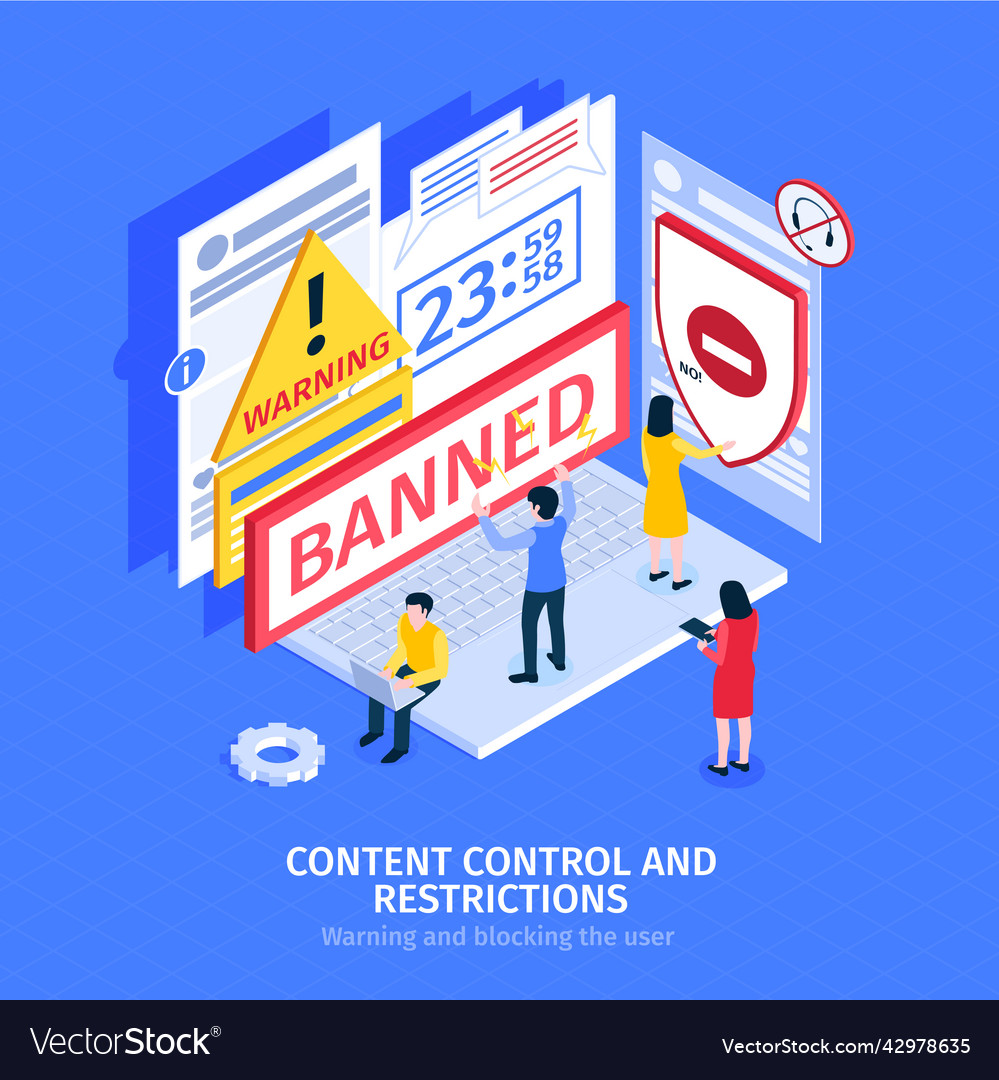 Internet blocking composition Royalty Free Vector Image
