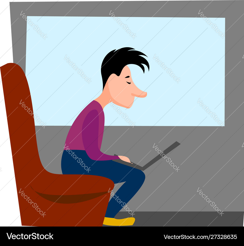 Man in train on white background Royalty Free Vector Image