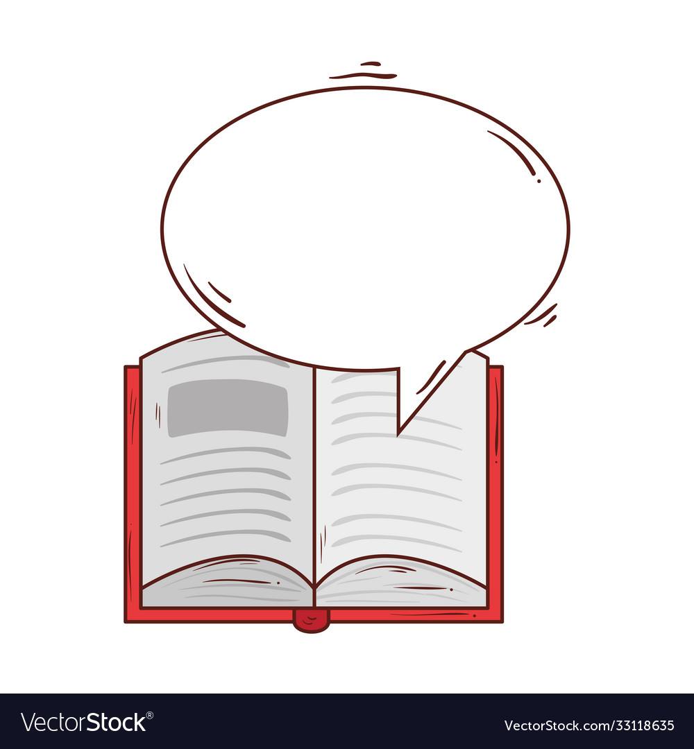 Open book with speech bubble on white background Vector Image