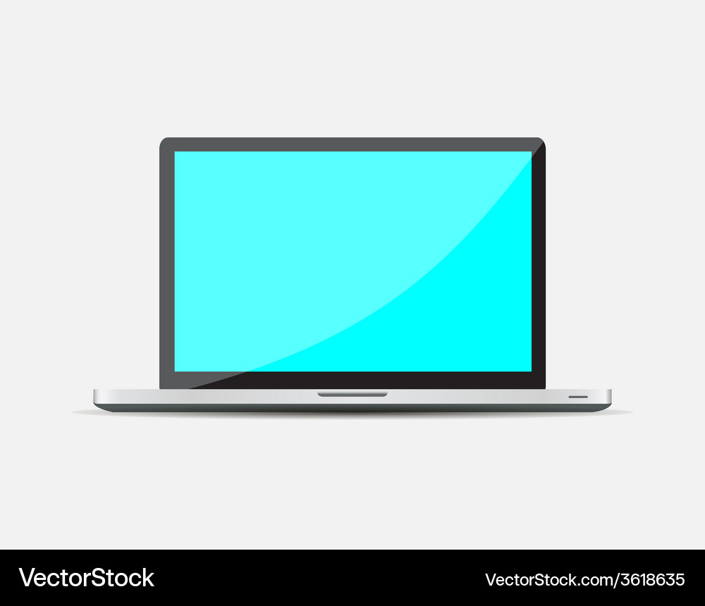 Realistic open laptop with blue blank screen Vector Image
