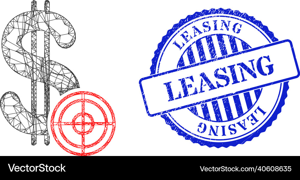 Rubber leasing stamp seal and network dollar Vector Image