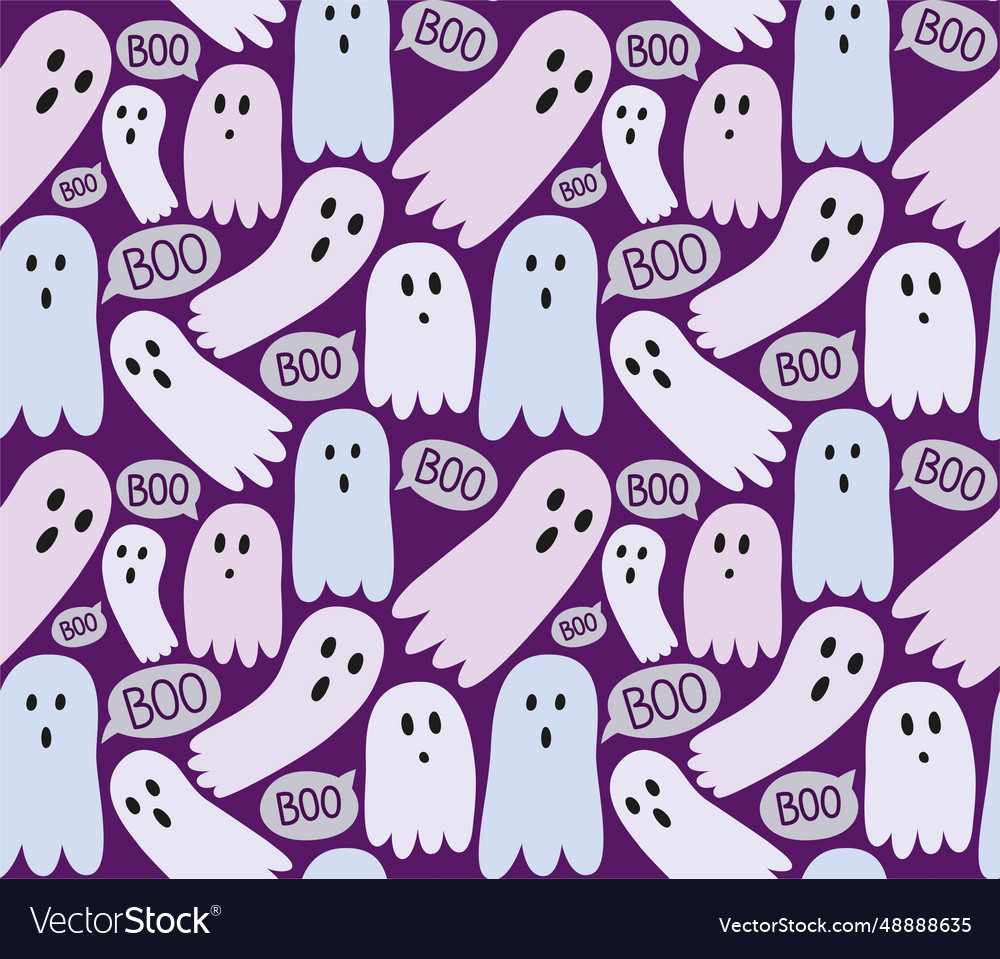 Seamless pattern with cute ghosts Royalty Free Vector Image