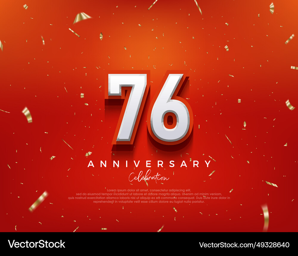 76th anniversary with white 3d numbers on fancy Vector Image