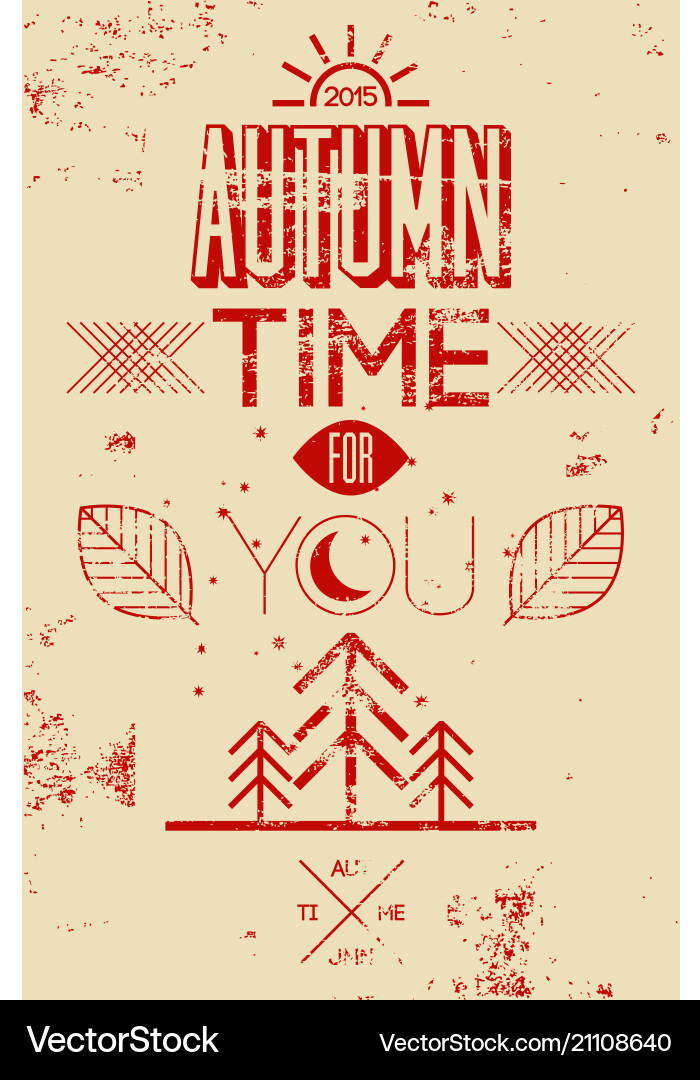 Autumn time retro grunge poster Royalty Free Vector Image