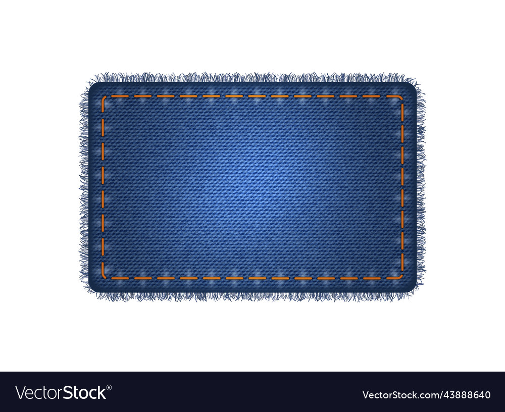 Blue jeans denim texture patch rectangular Vector Image