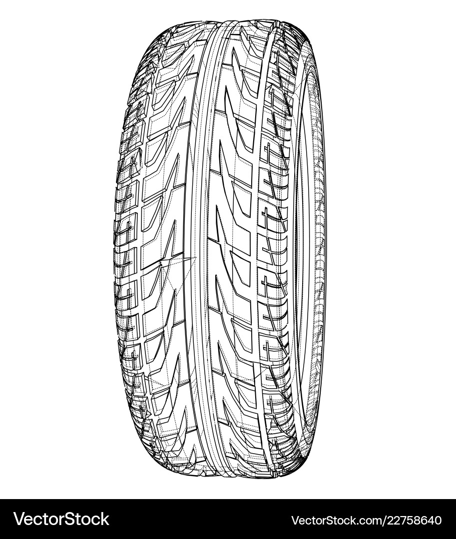 Car tire concept rendering of 3d Royalty Free Vector Image