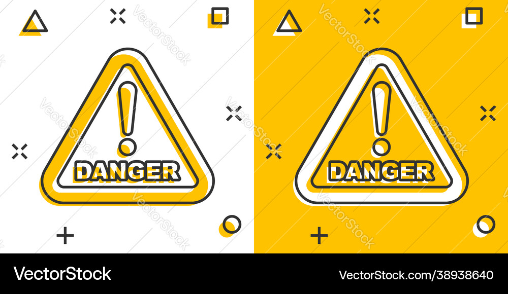 Cartoon danger icon in comic style attention Vector Image