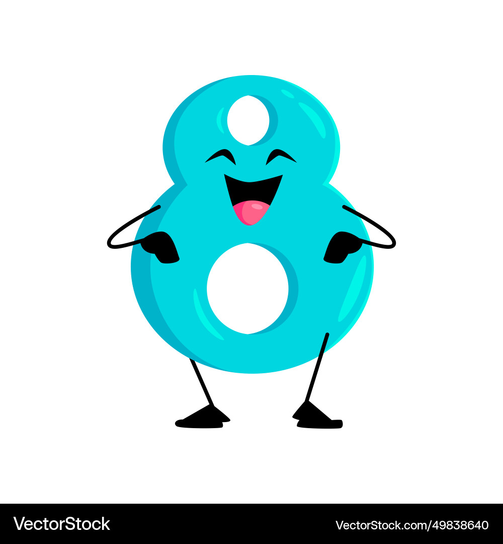 Cartoon funny math number eight blue character Vector Image