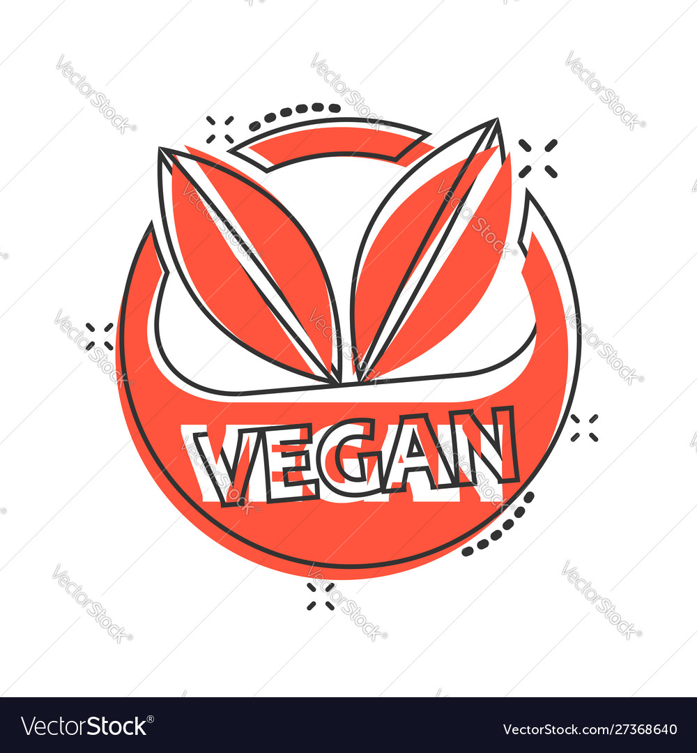 Cartoon vegan label badge icon in comic style Vector Image Cartoon vegan label badge icon in comic style Vector Image