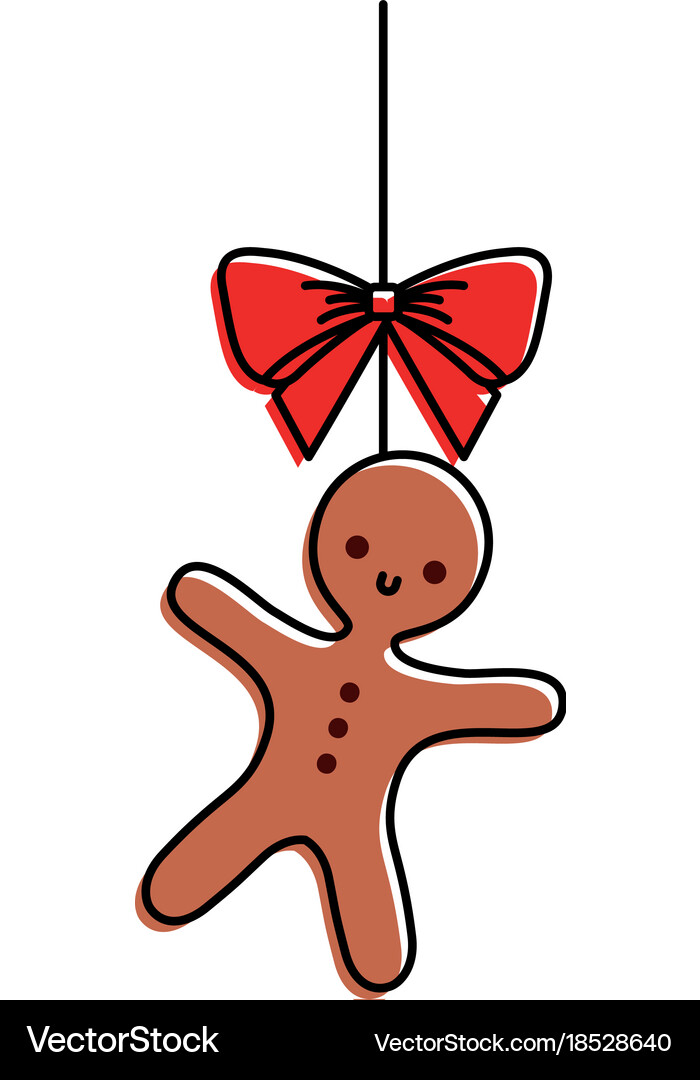 Christmas gingerbread man bow ornament hanging Vector Image