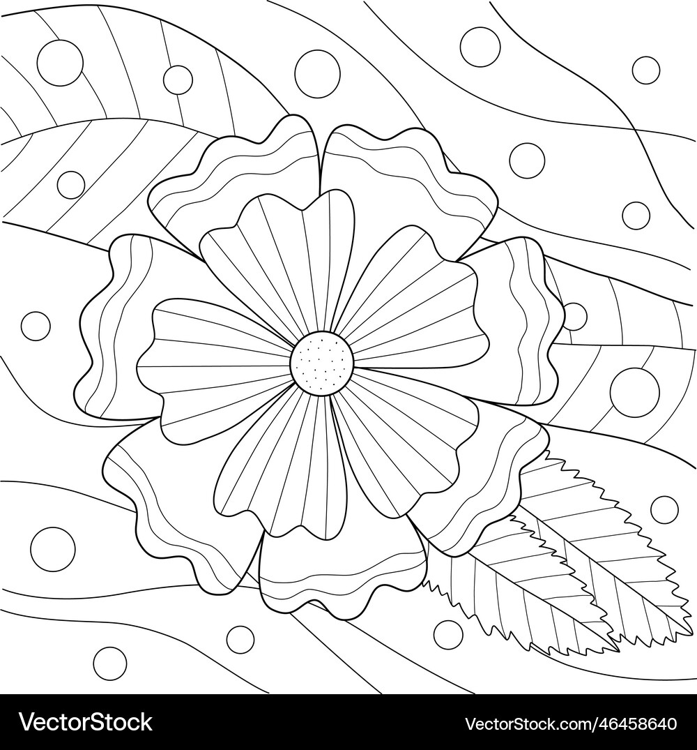 Coloring book with flower and abstract lines Vector Image