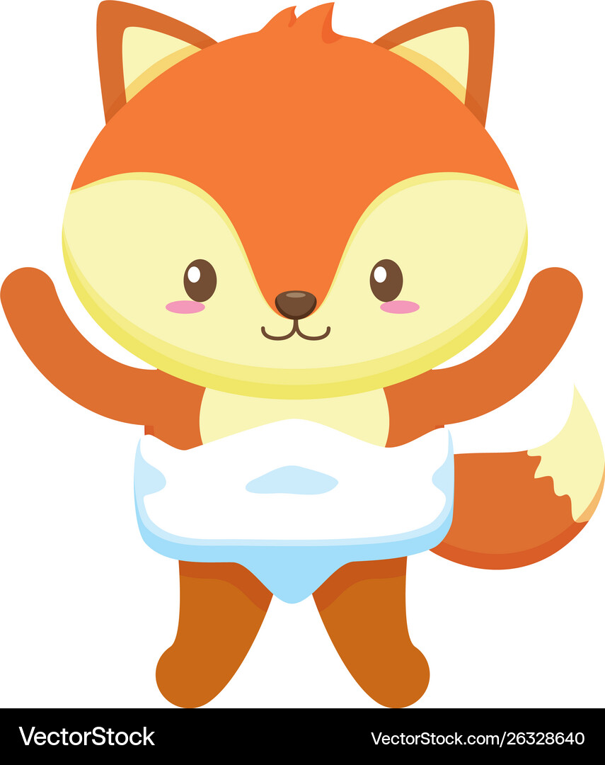 Cute little fox baby character Royalty Free Vector Image
