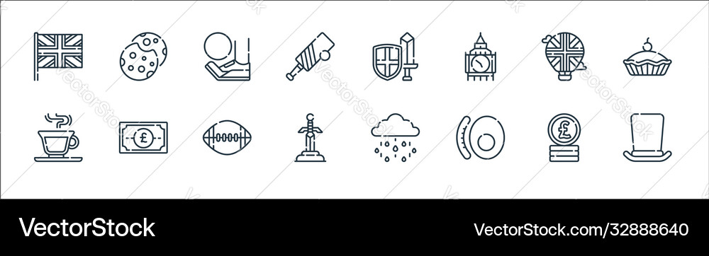 England line icons linear set quality line set Vector Image
