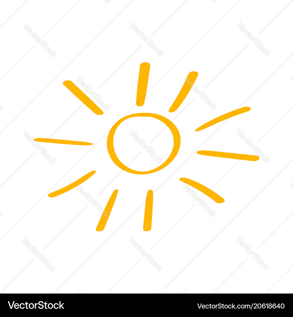 Hand drawn sun icon sketch doodle handdrawn Vector Image