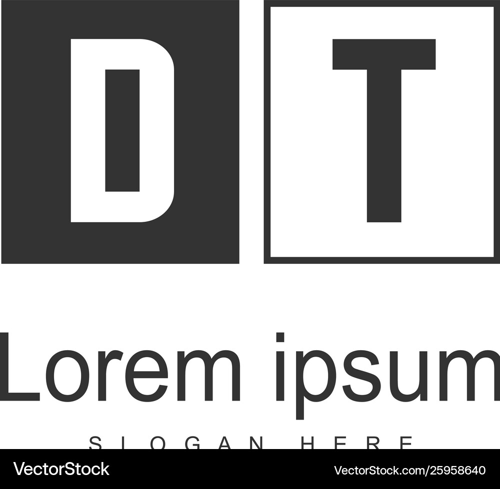 Initial dt logo template with modern frame Vector Image