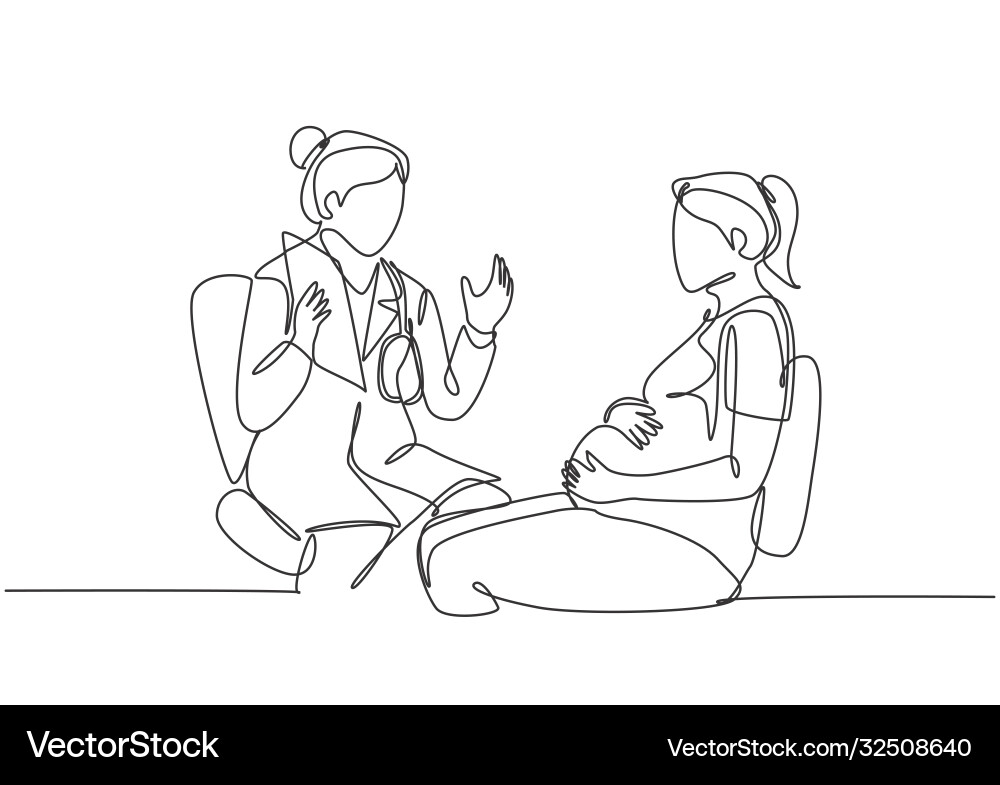 One single line drawing female obstetrics Vector Image