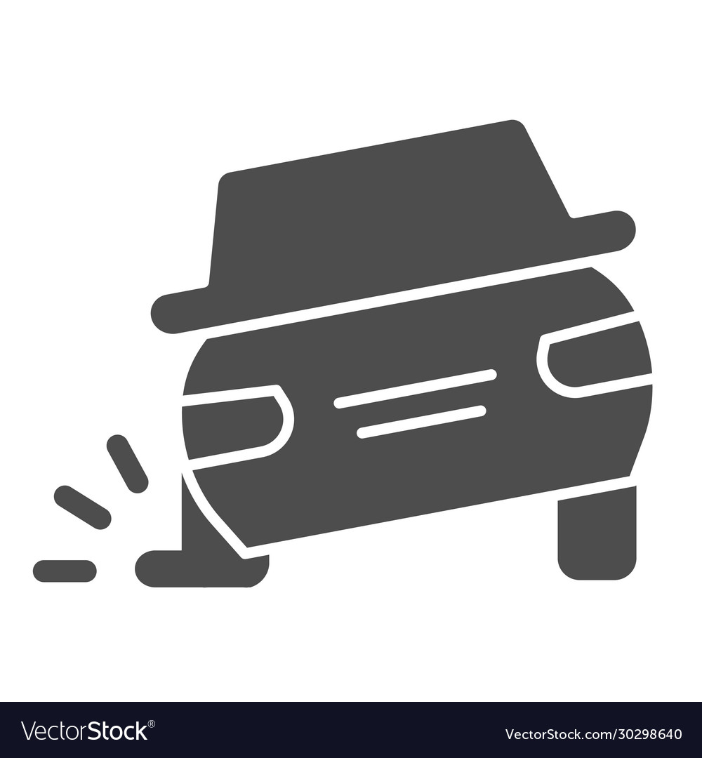 Punctured tire solid icon vehicle crash Royalty Free Vector Punctured tire solid icon vehicle crash Royalty Free Vector