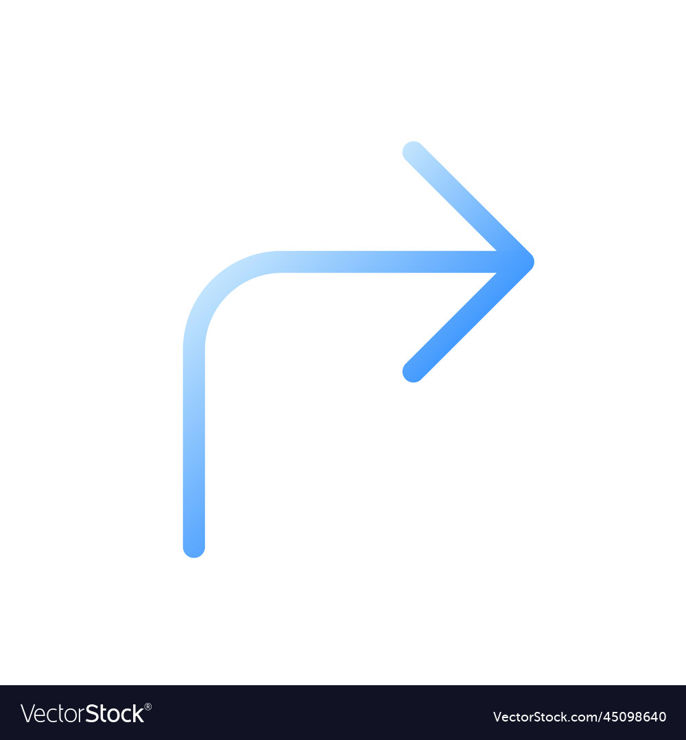 Right turn arrow flat gradient two-color ui icon Vector Image