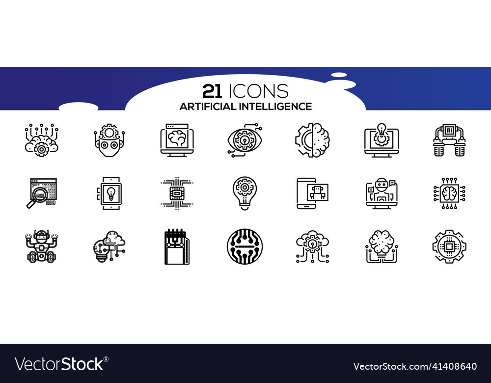 Simple set of artificial intelligence related Vector Image