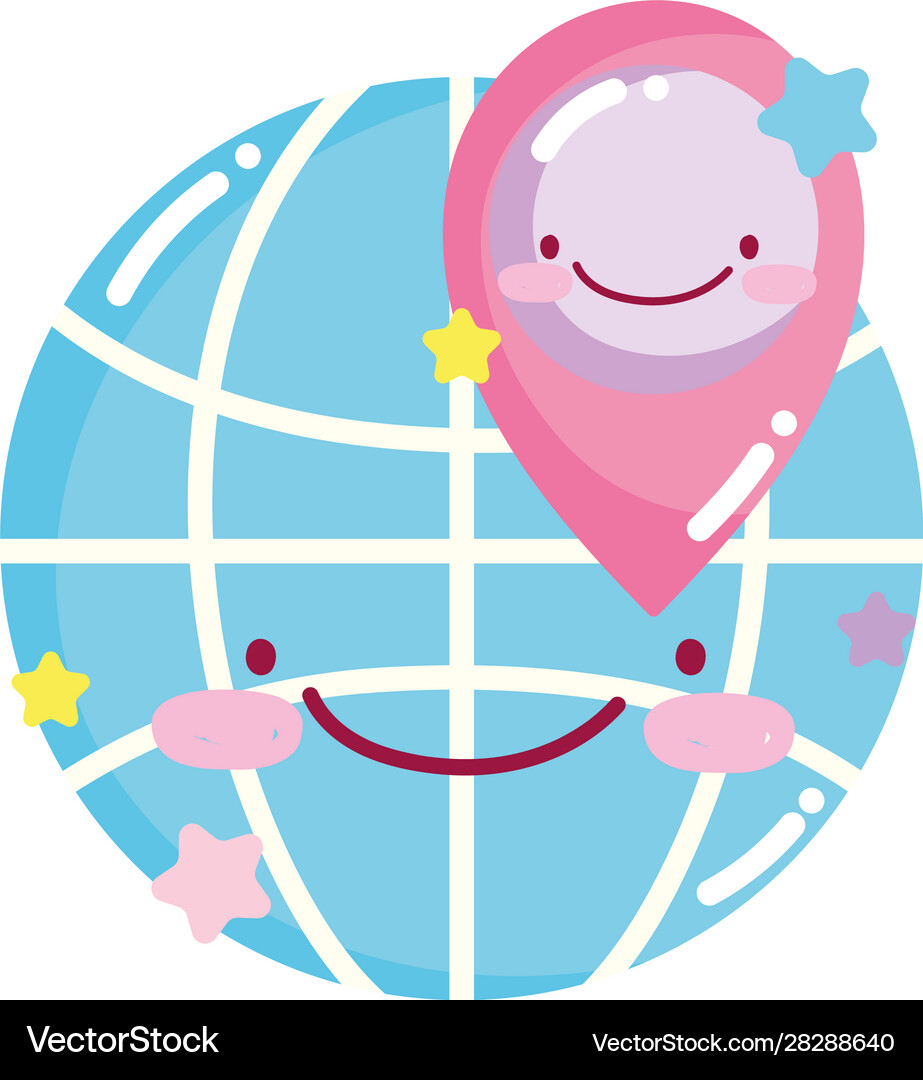 Social networks cartoon world gps location pointer