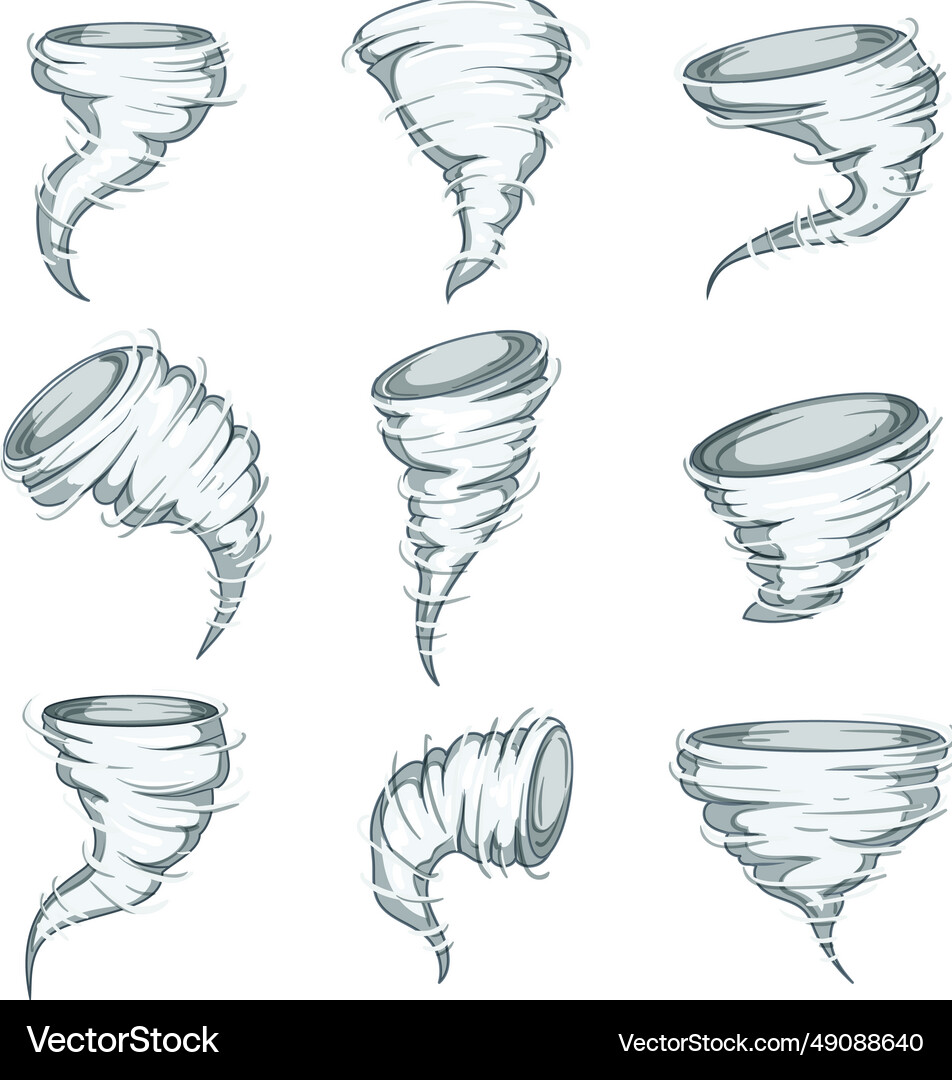 Tornado set cartoon Royalty Free Vector Image - VectorStock